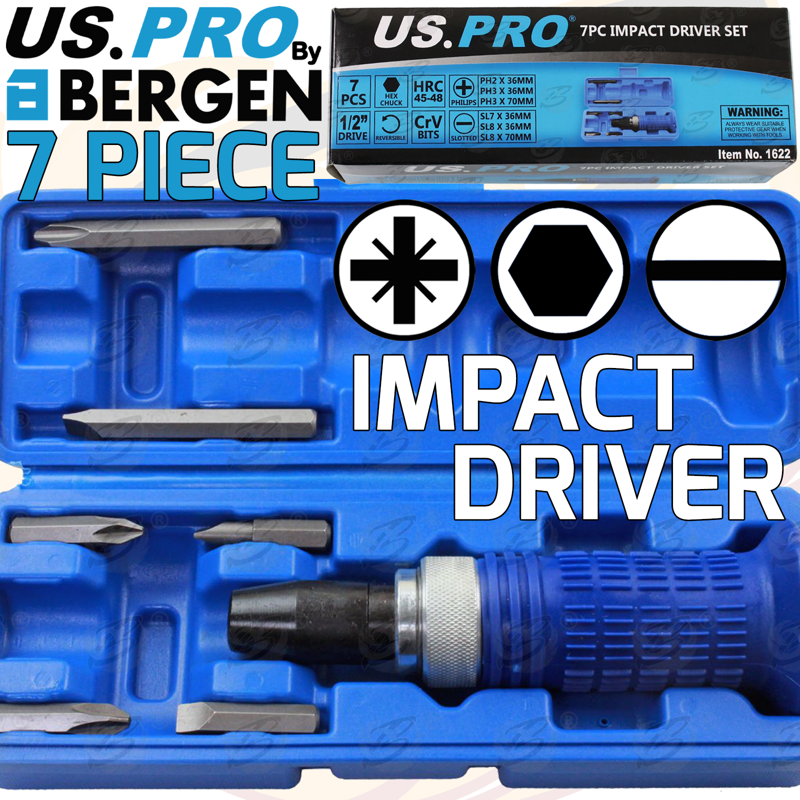 US Pro 7 Piece Impact Driver Set 1622