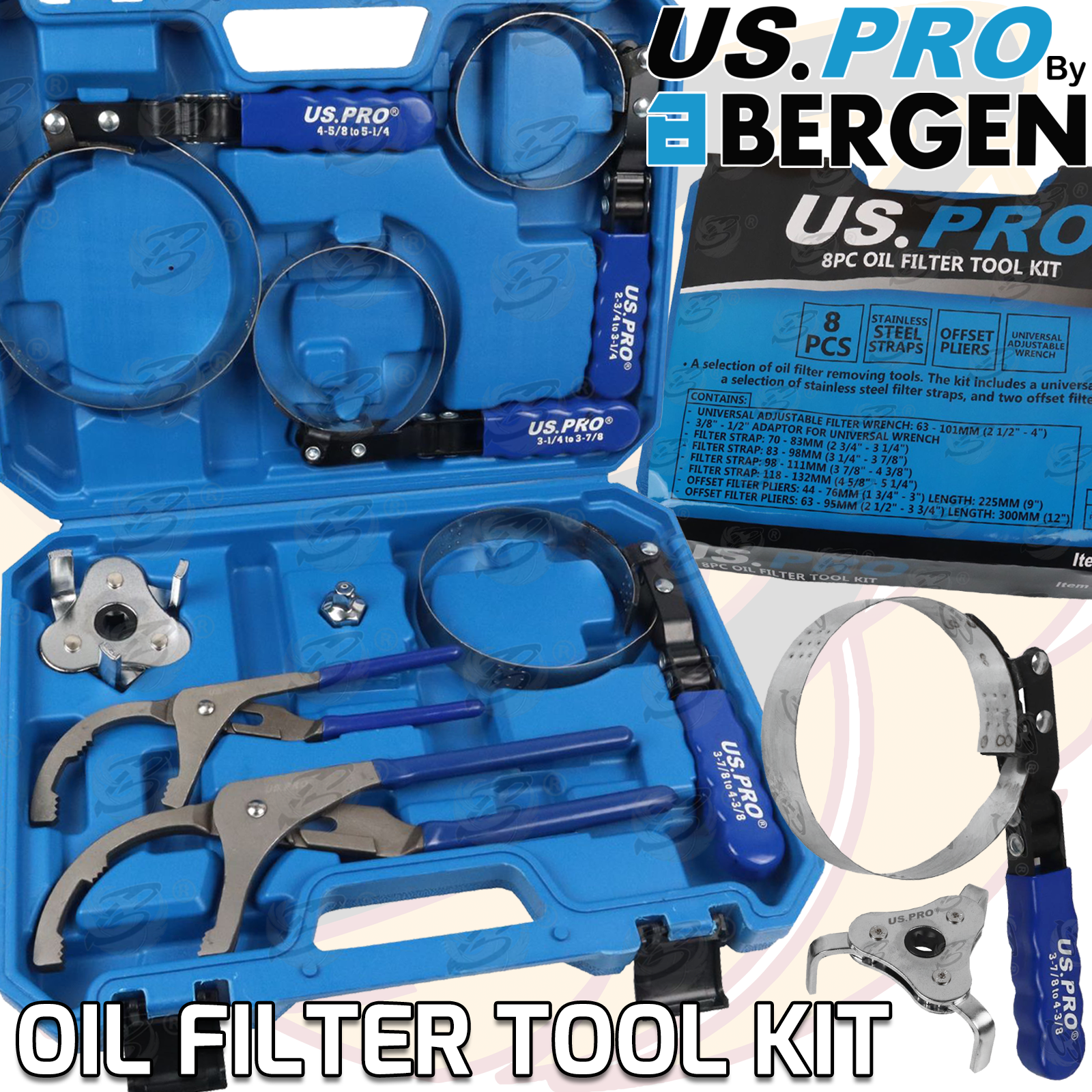 US Pro 8 Piece Oil Filter Tool Kit 7588