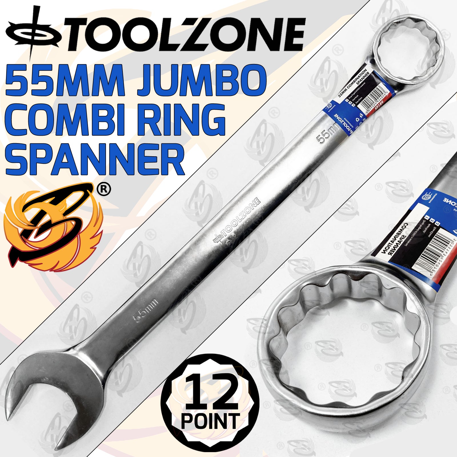 TOOLZONE 55MM JUMBO COMBINATION SPANNER ( SINGLE )