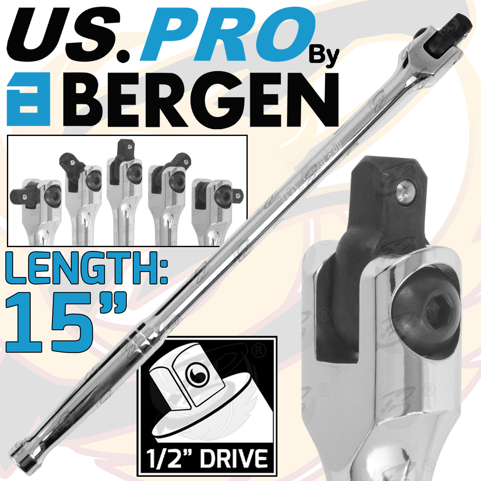 US Pro 1/2" Drive 15" Long Breaker Bar 1578